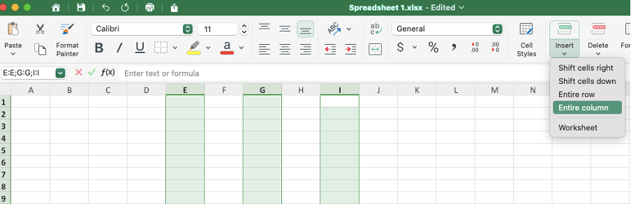 Como adicionar colunas no Excel